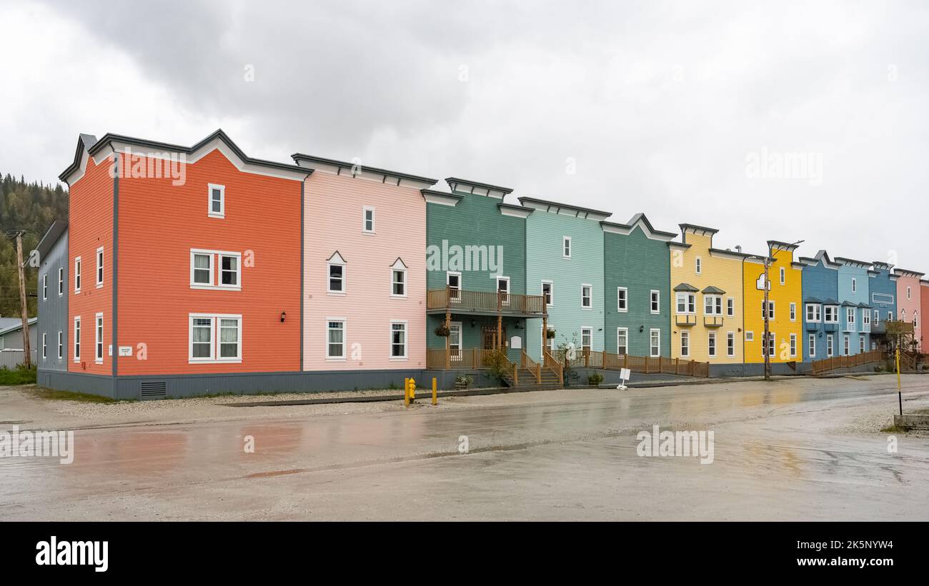 Dawson city in Yukon, Canada, colorful houses in the ancient village of ...