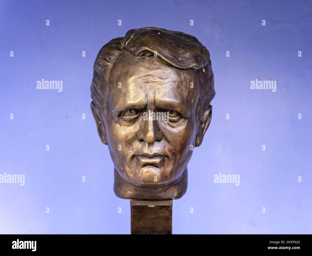 Close up of bronze statue of Patrick McGoohan by sculpture Tiziano in ...
