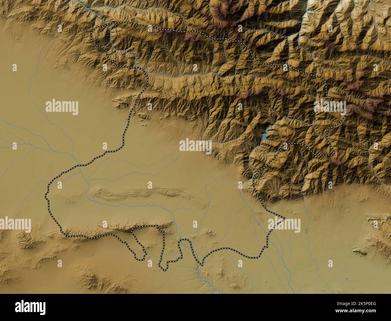 Alborz, province of Iran. Colored elevation map with lakes and rivers ...