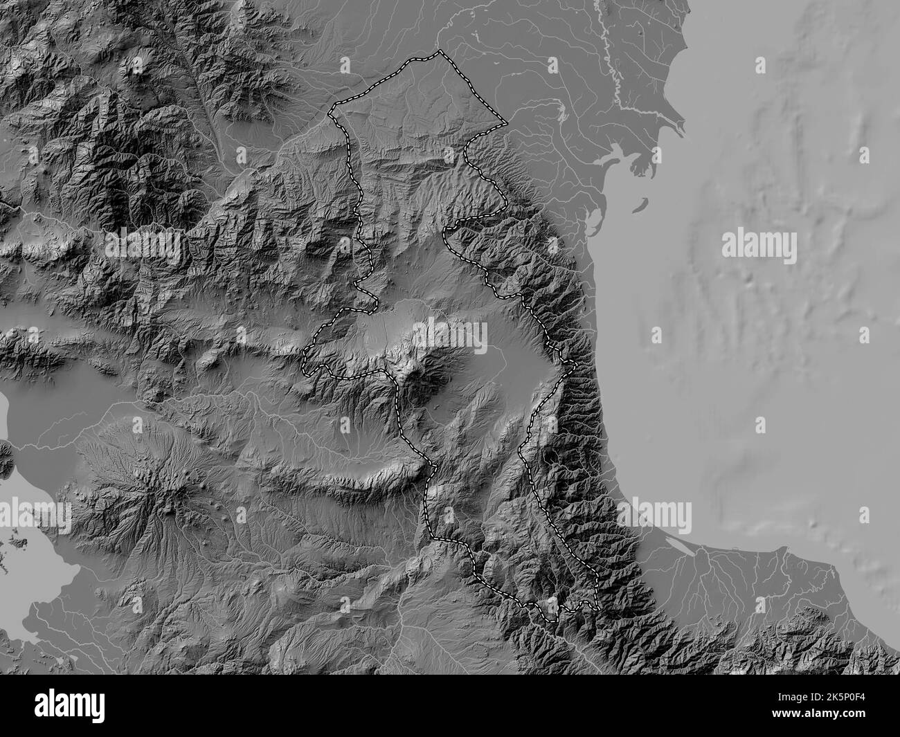 Ardebil, province of Iran. Bilevel elevation map with lakes and rivers ...