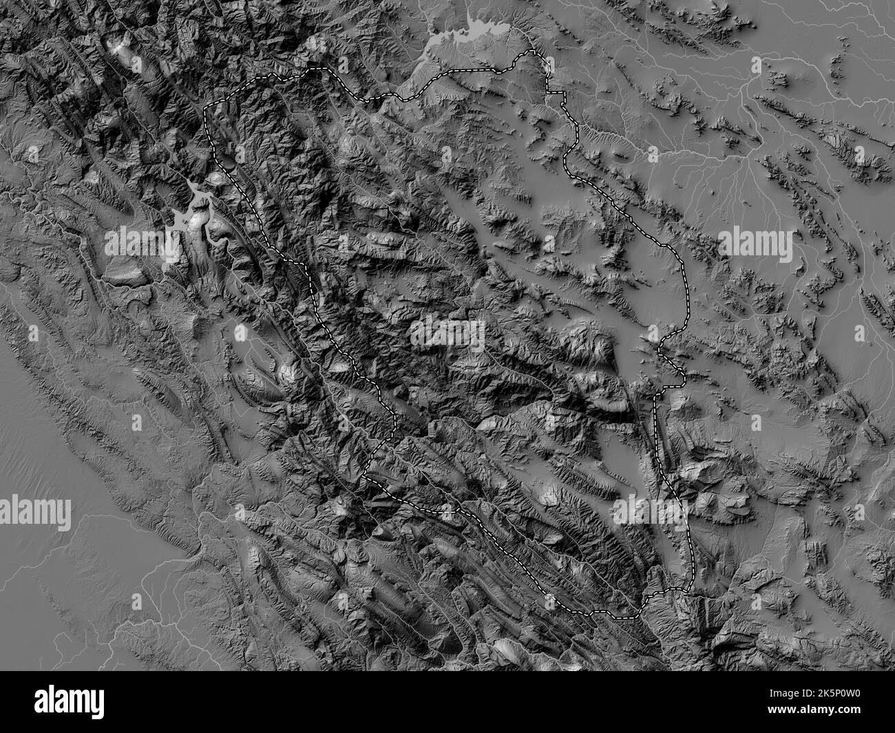 Chahar Mahall and Bakhtiari, province of Iran. Bilevel elevation map ...