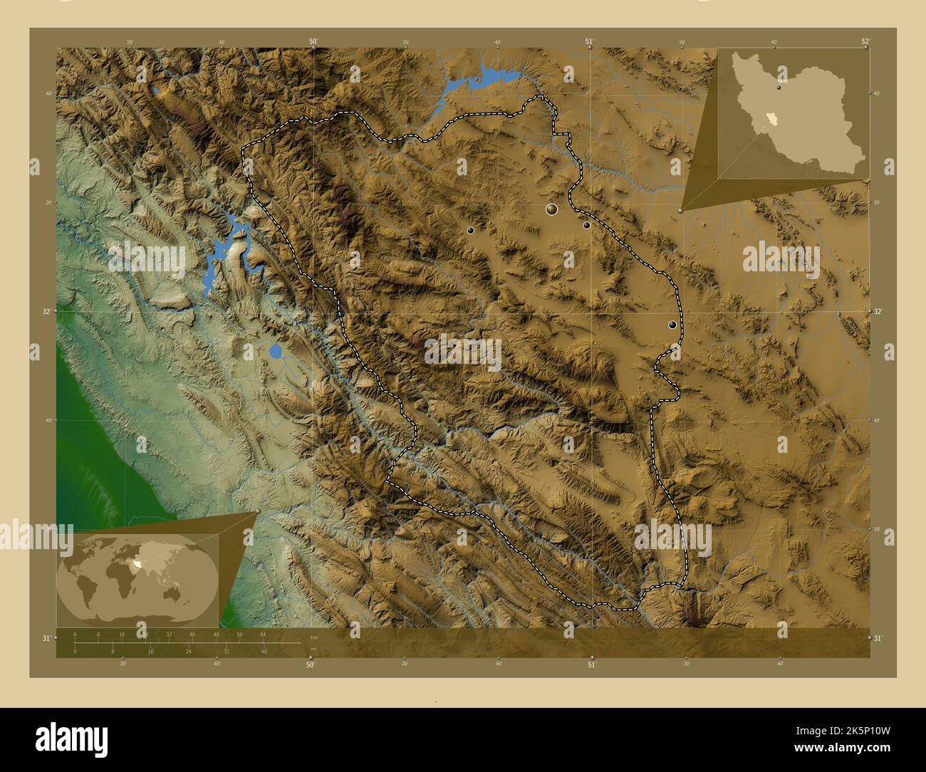 Chahar Mahall and Bakhtiari, province of Iran. Colored elevation map ...