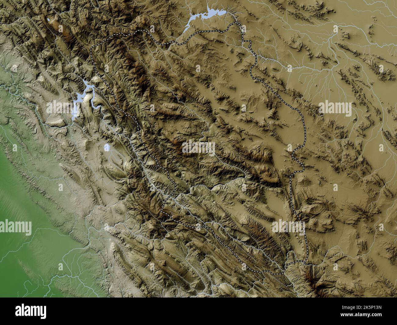 Chahar Mahall and Bakhtiari, province of Iran. Elevation map colored in ...