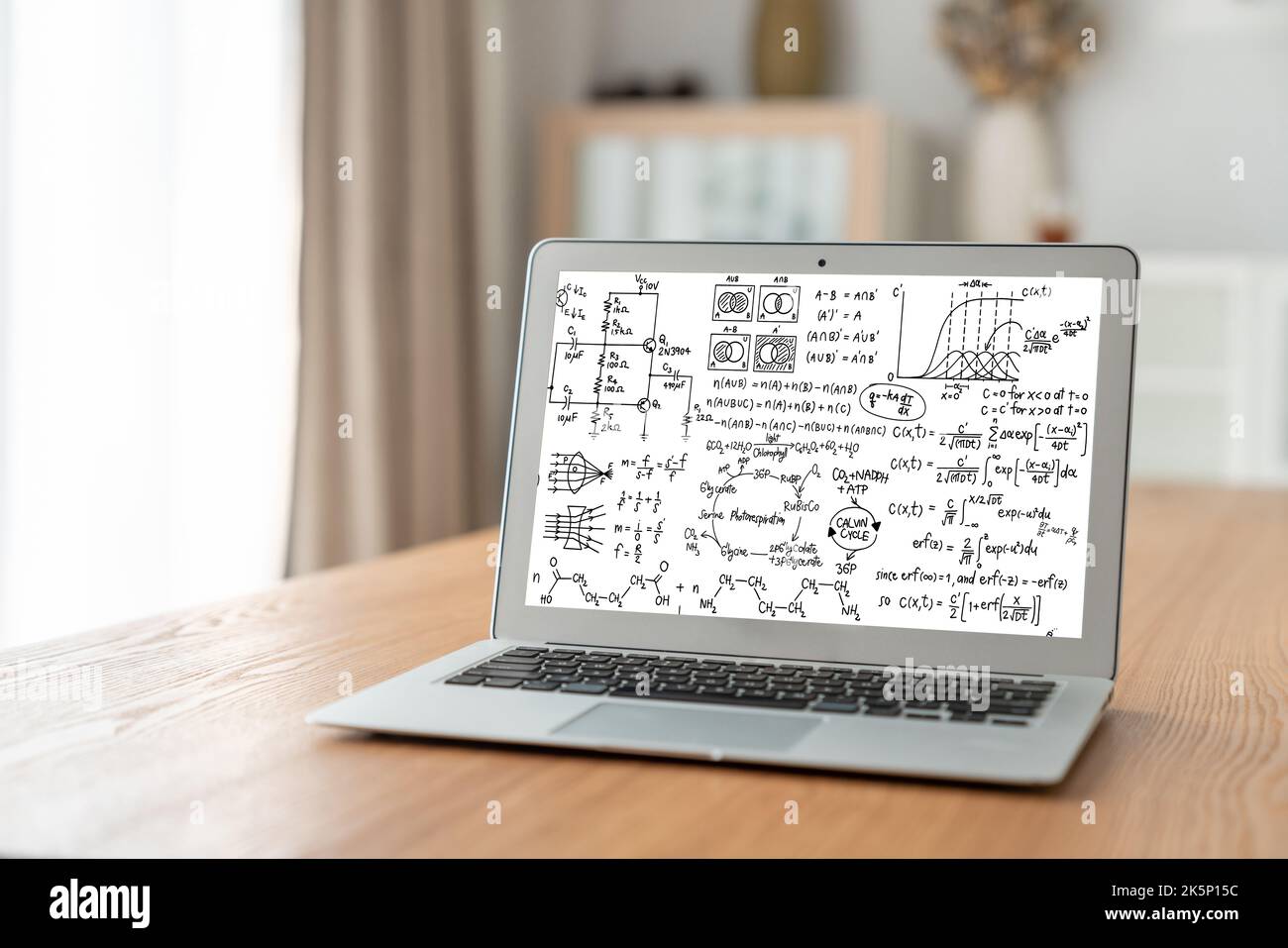 Mathematic equations and modish formula on computer screen showing ...