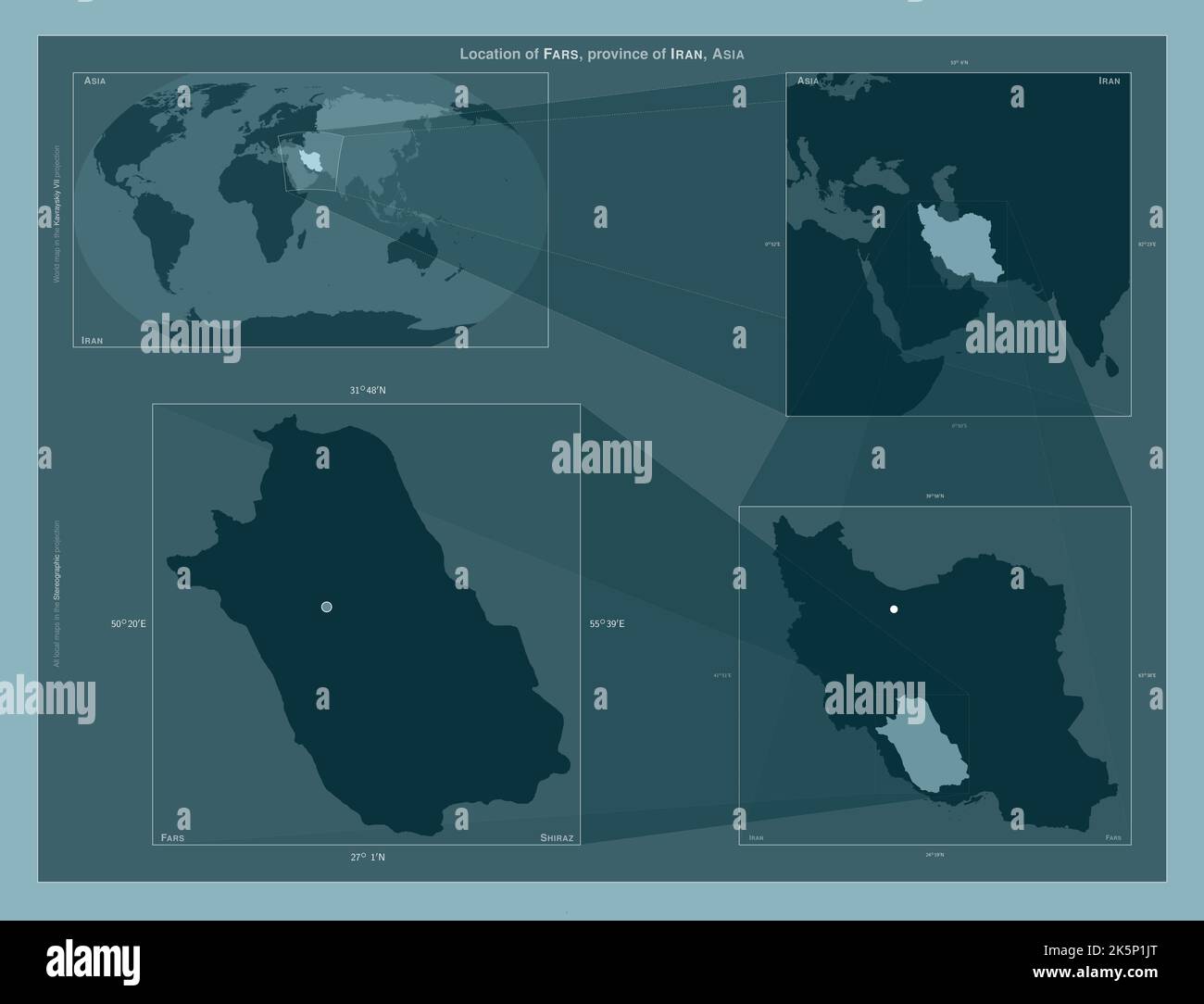 Fars, province of Iran. Diagram showing the location of the region on ...