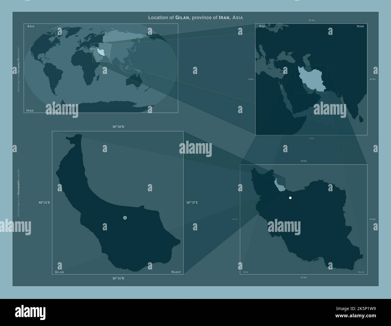 Gilan, province of Iran. Diagram showing the location of the region on ...
