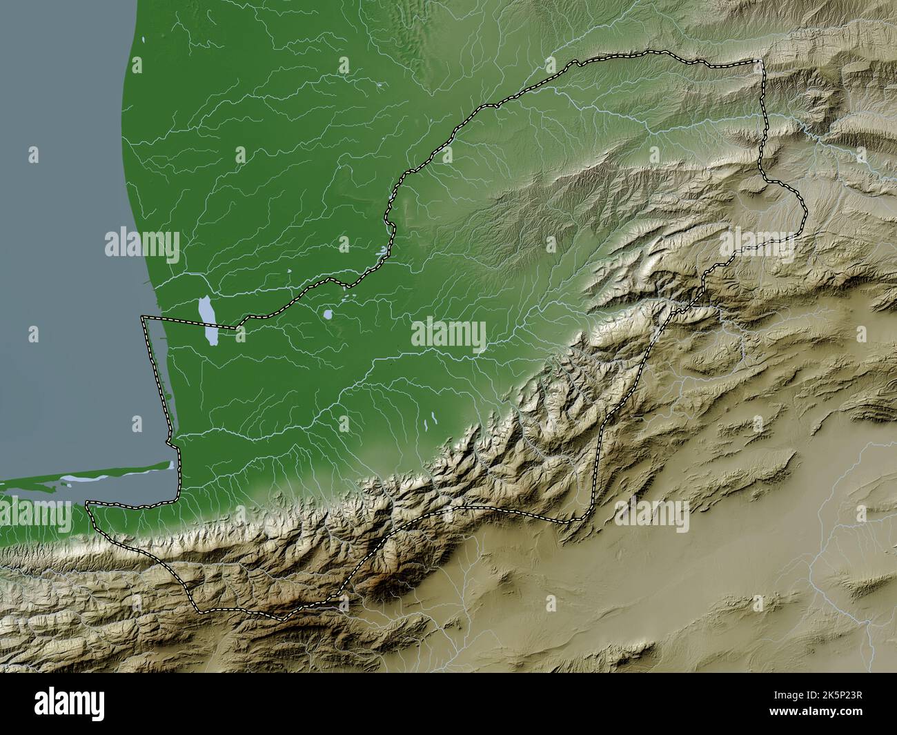Golestan, province of Iran. Elevation map colored in wiki style with ...