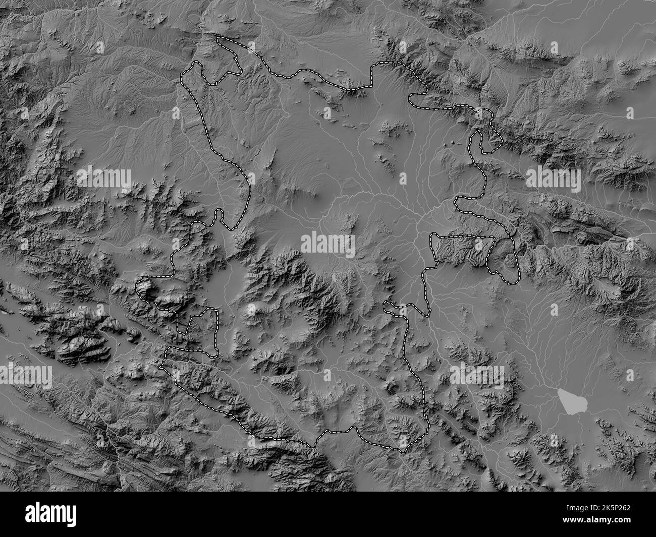 Hamadan, province of Iran. Bilevel elevation map with lakes and rivers ...
