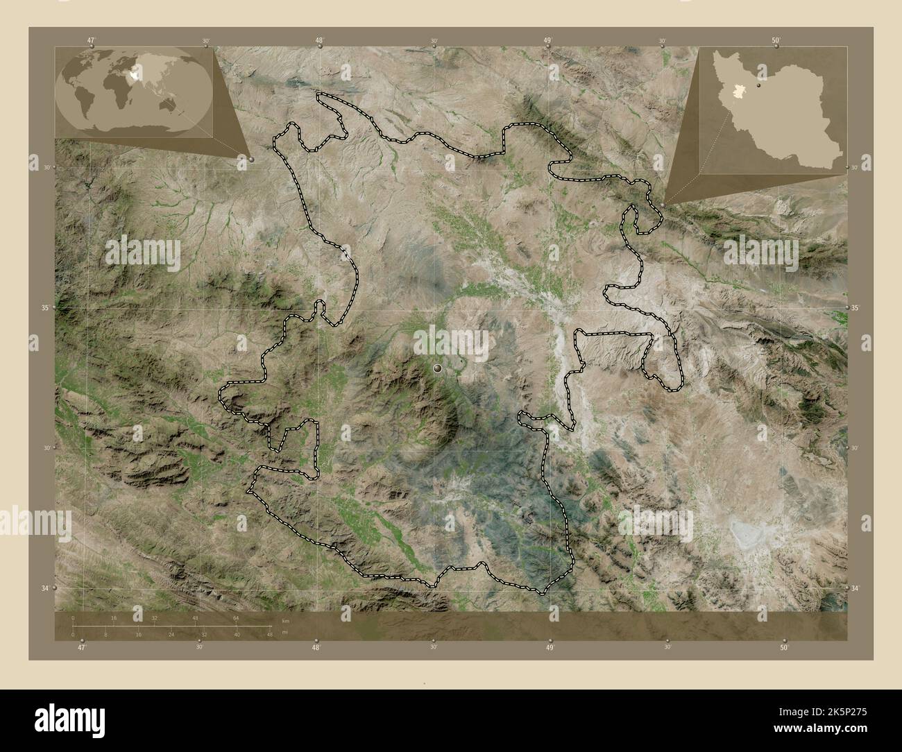Hamadan, province of Iran. High resolution satellite map. Corner ...