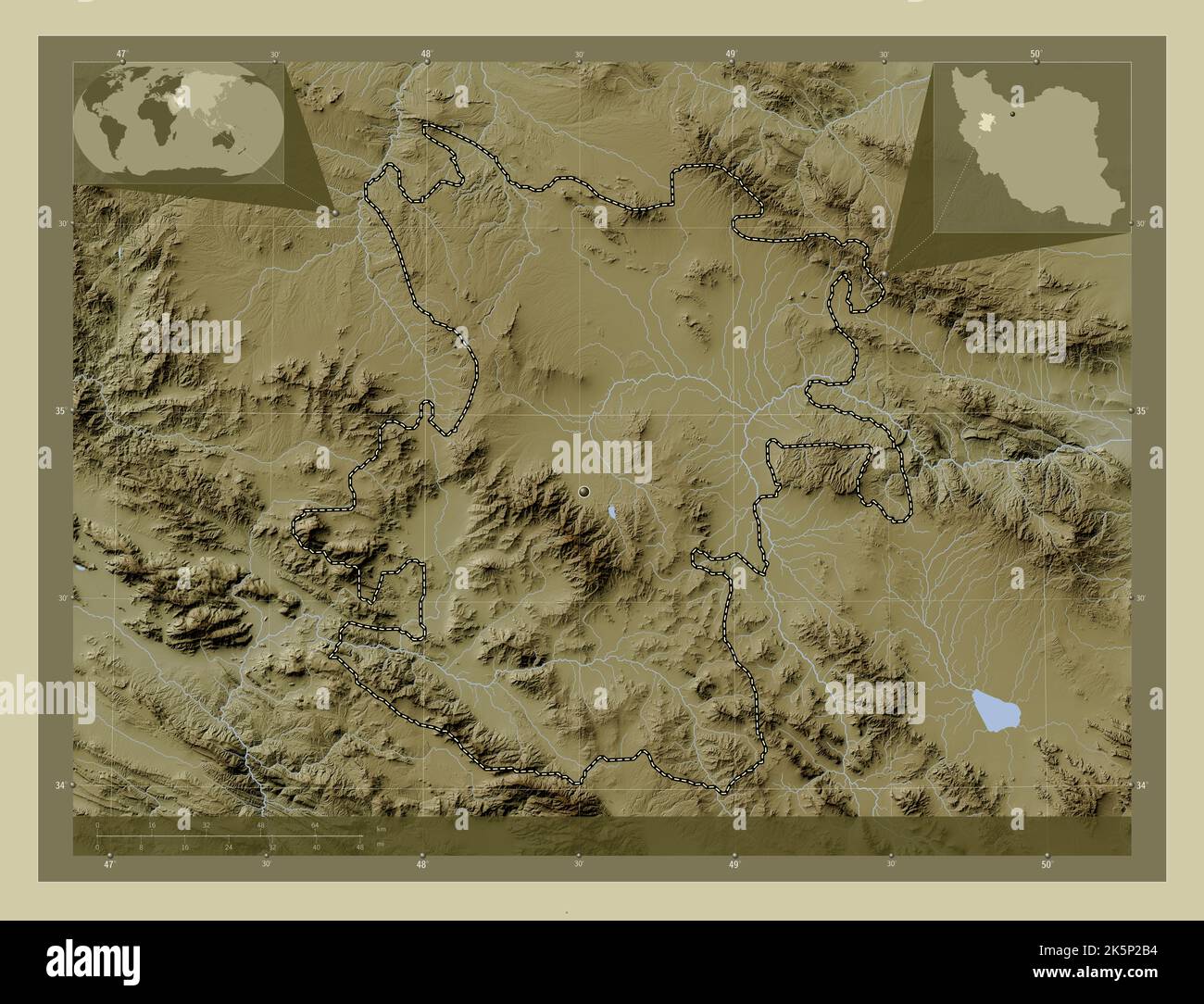 Hamadan, province of Iran. Elevation map colored in wiki style with ...