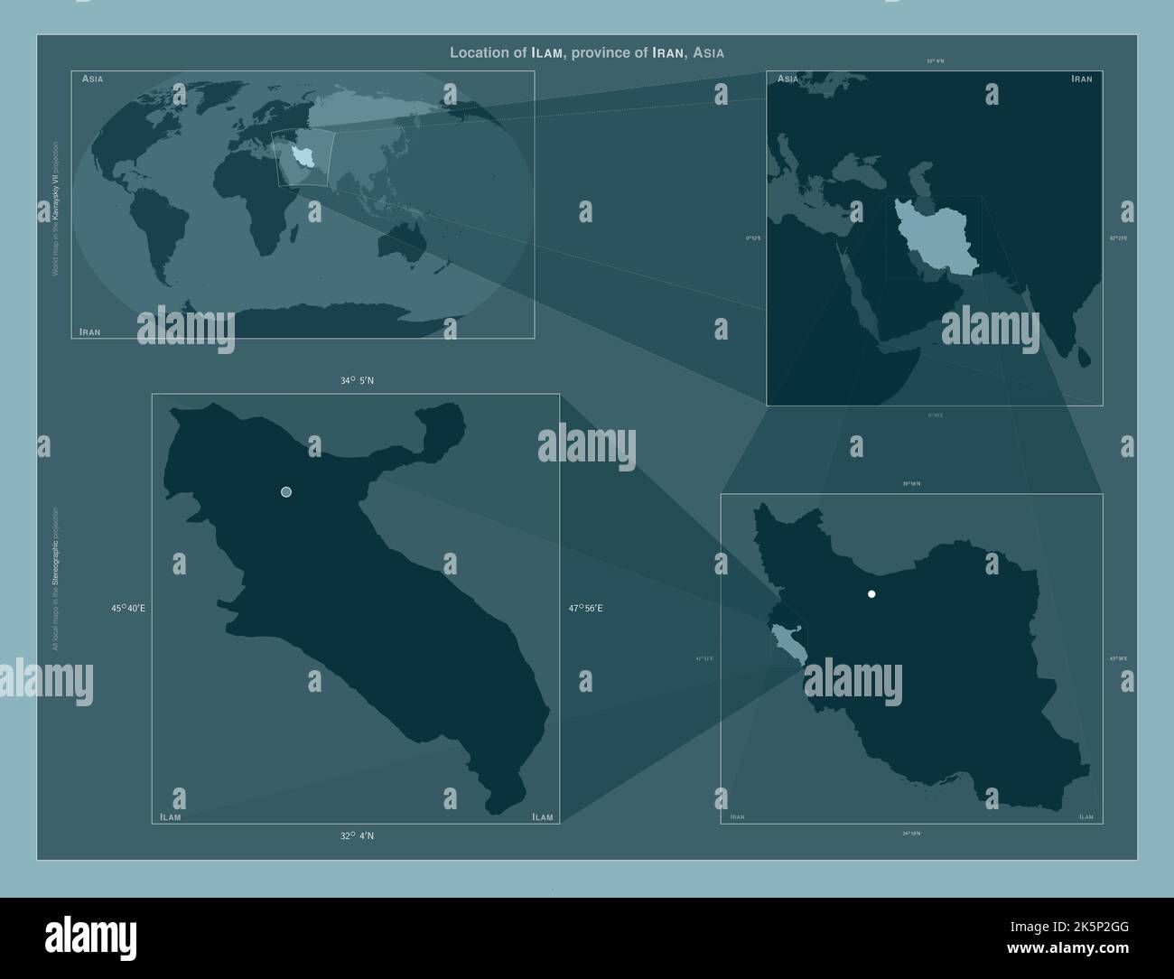 Ilam, province of Iran. Diagram showing the location of the region on ...