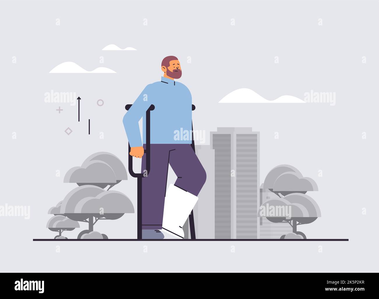 man walking with broken leg in cast with crutches fracture limb ...