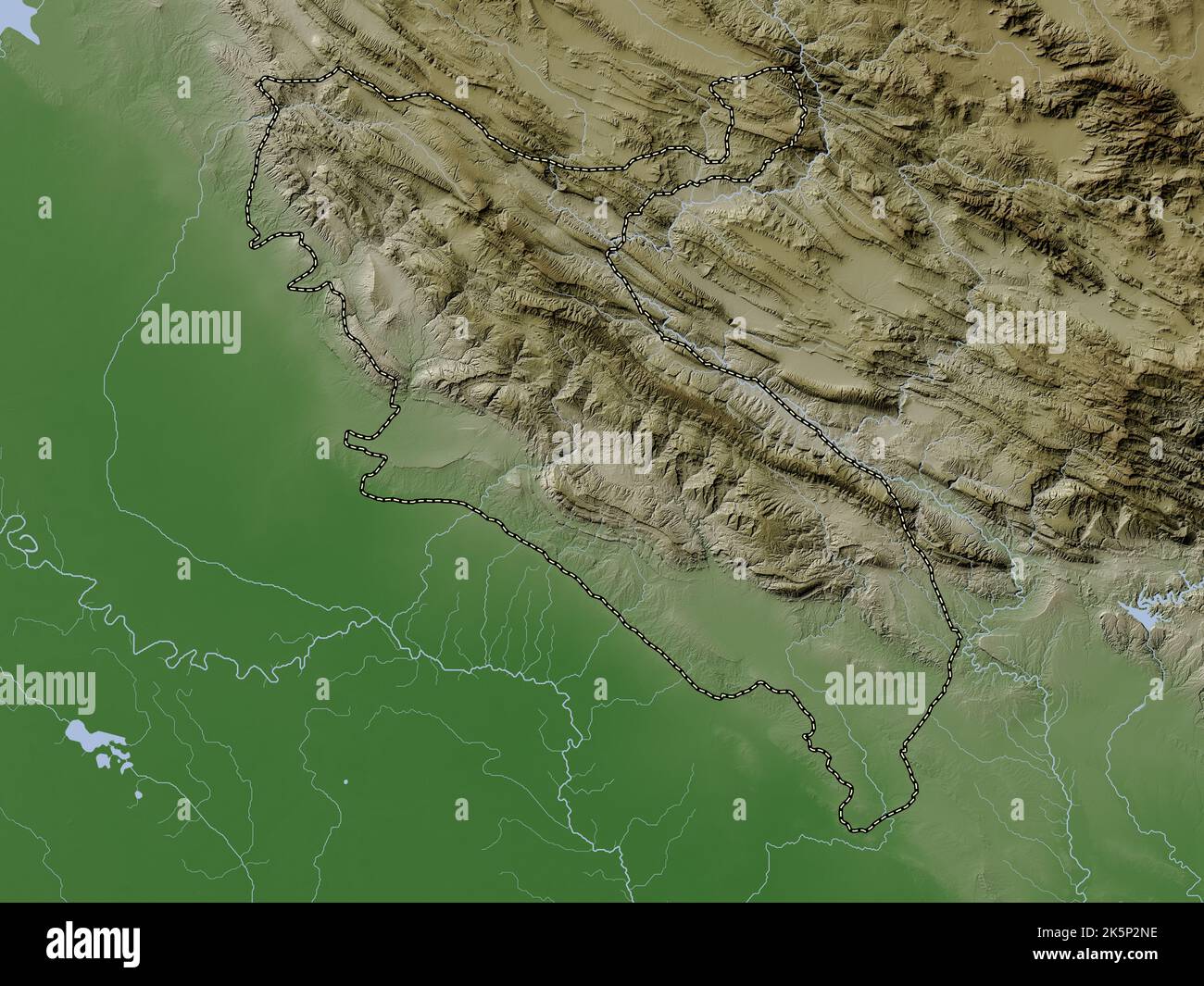 Ilam, province of Iran. Elevation map colored in wiki style with lakes ...