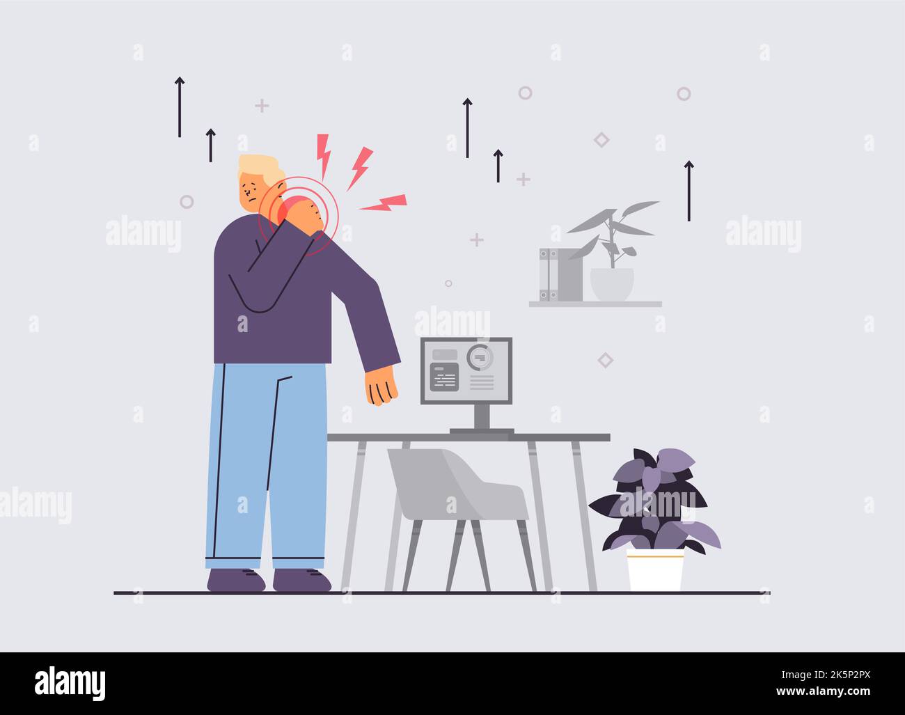 businessman suffering from shoulder pain inflammation of muscles ache ...