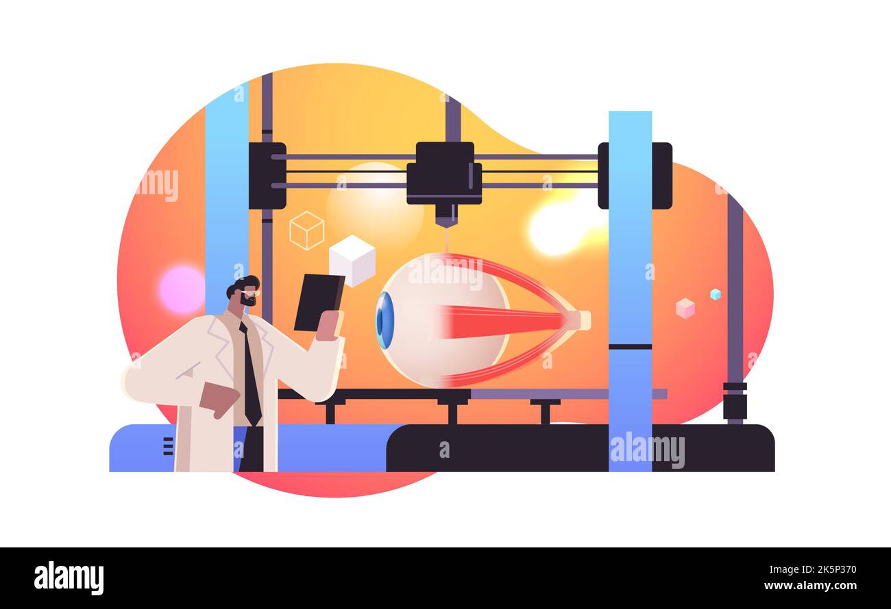 researcher prints eyeball model on 3d bio printer medical printing of ...