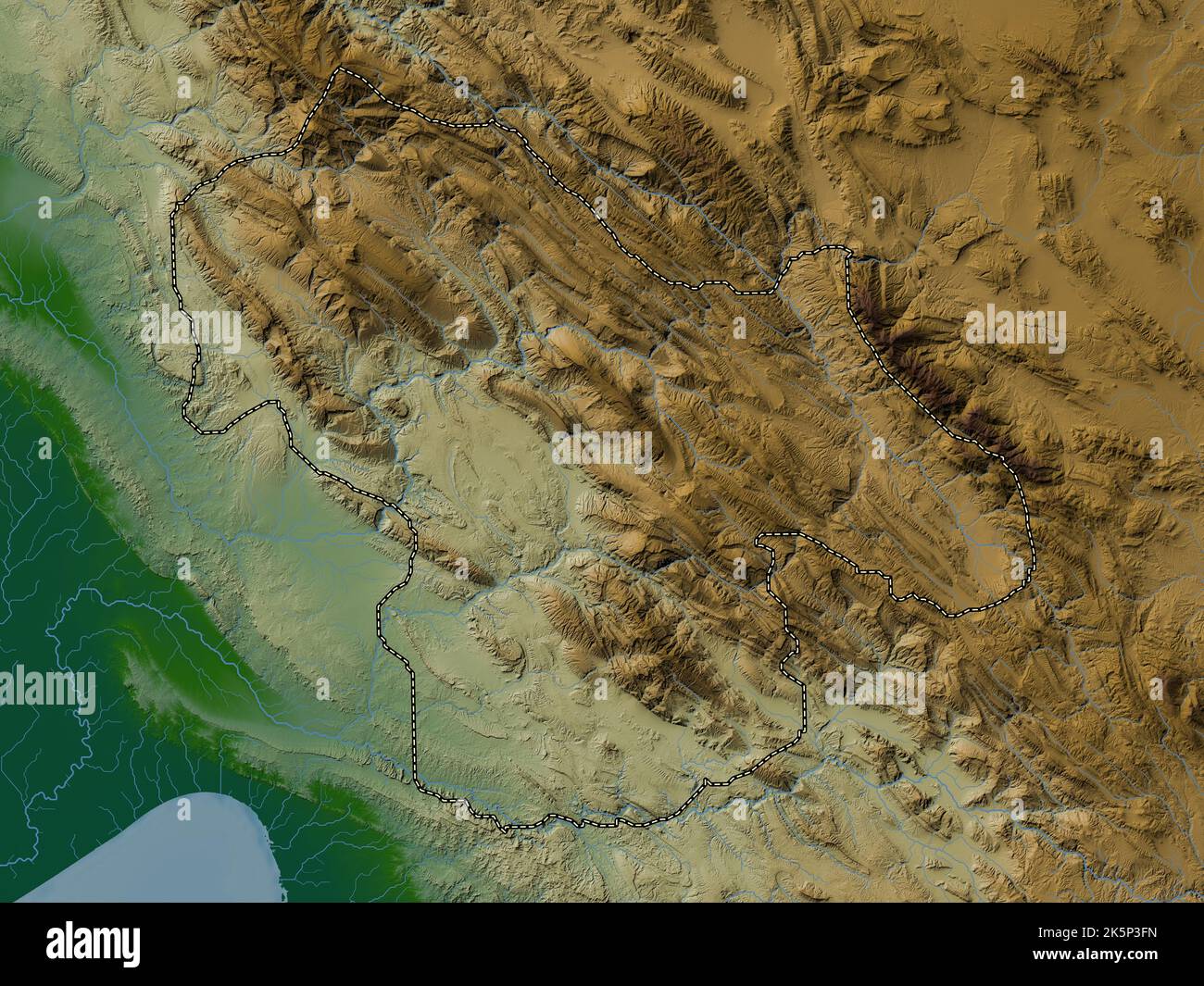 Kohgiluyeh and Buyer Ahmad, province of Iran. Colored elevation map ...