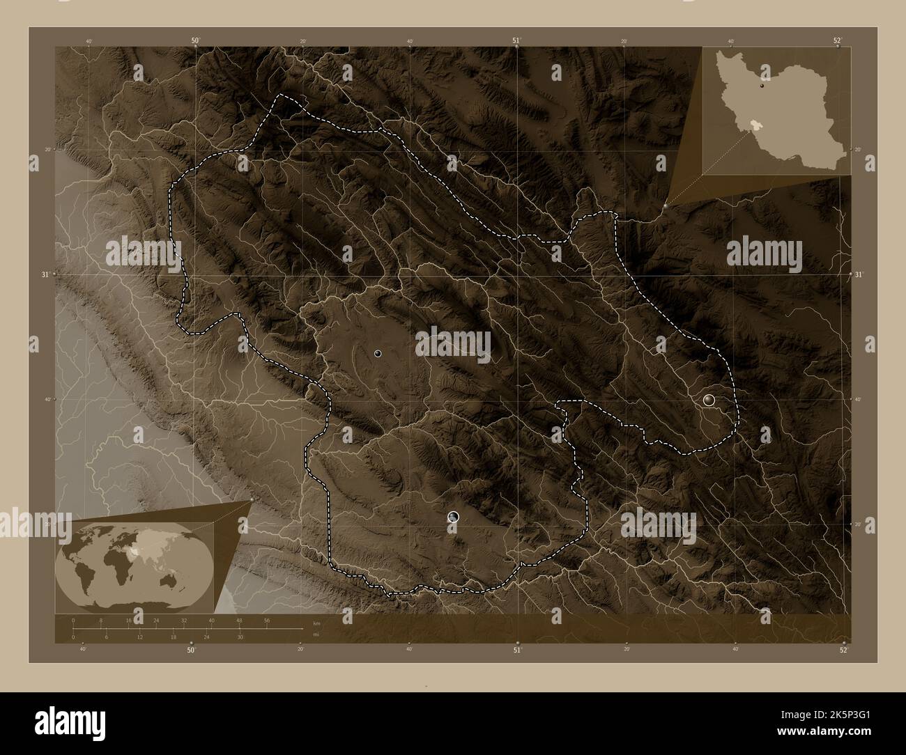 Kohgiluyeh and Buyer Ahmad, province of Iran. Elevation map colored in ...