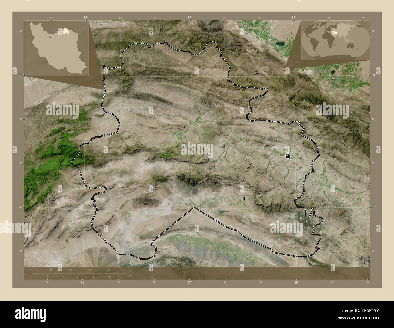 North Khorasan, province of Iran. High resolution satellite map ...