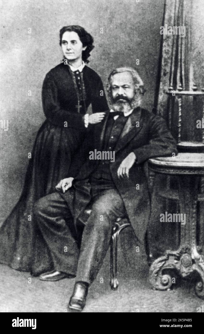 1869 photographic portrait of Karl Marx with his oldest daughter, Jenny ...