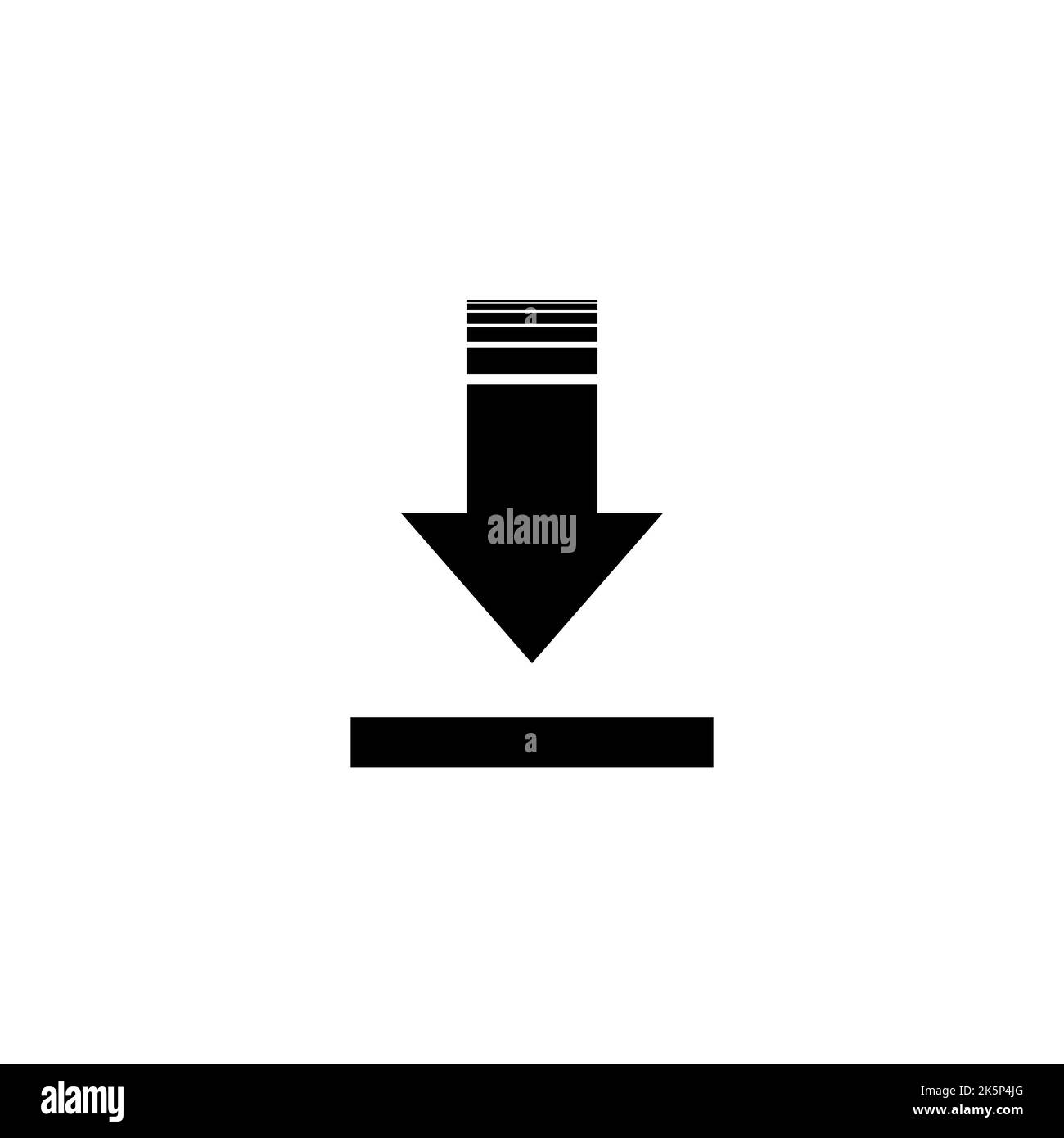 Black arrow down icon. download sign. isolated on white. flat button ...