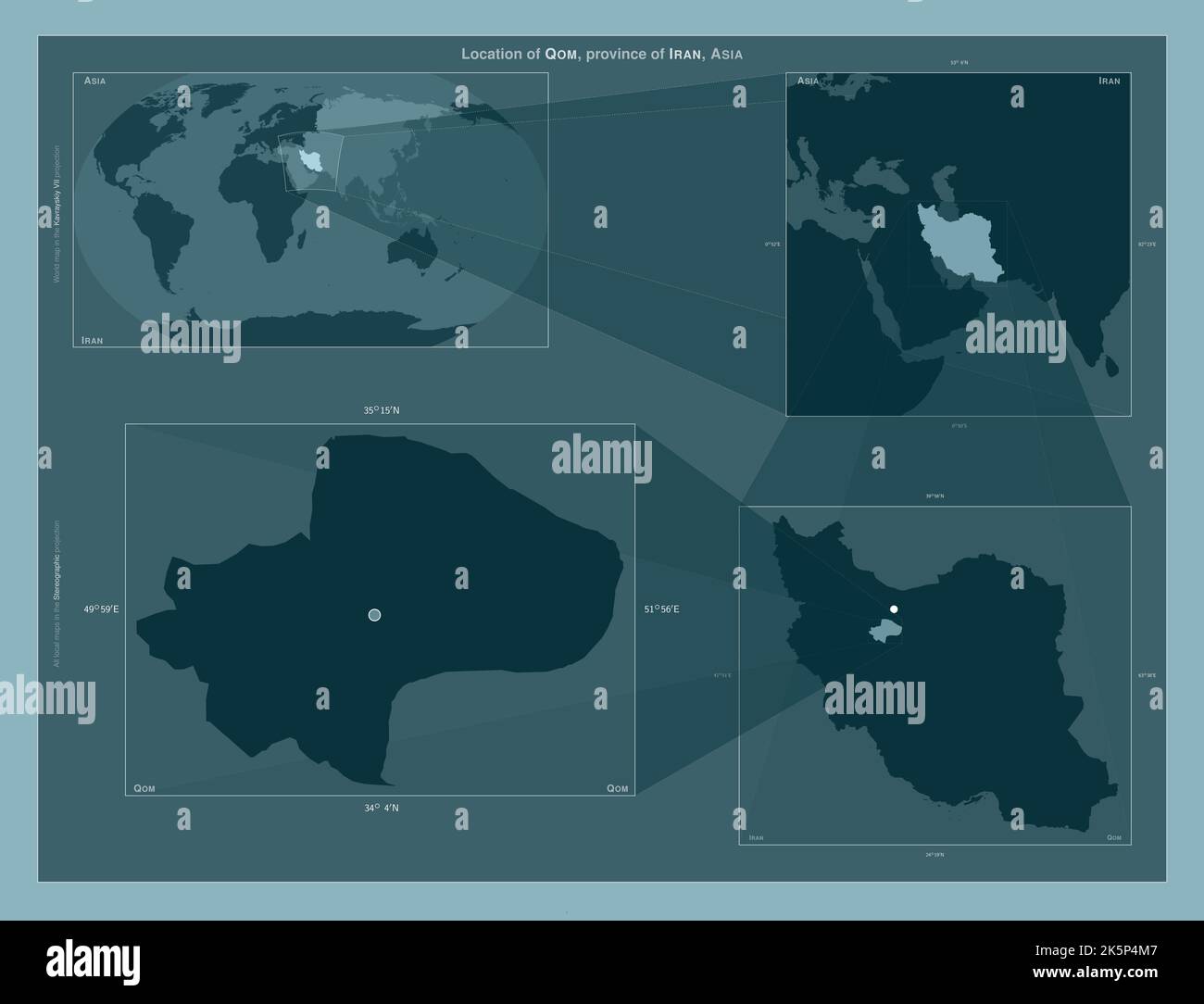 Qom, province of Iran. Diagram showing the location of the region on ...