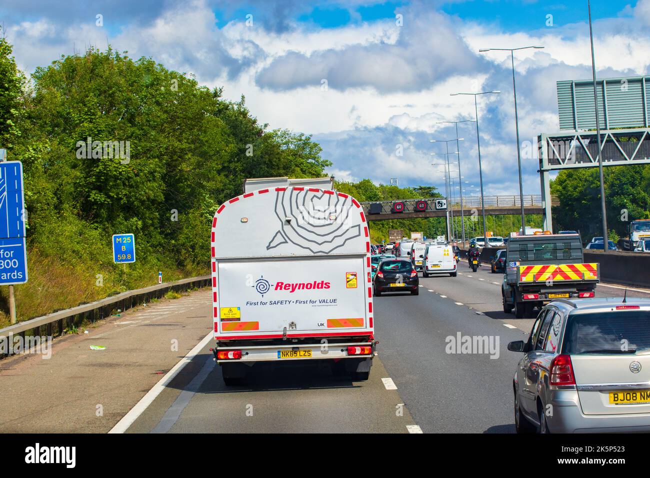 Heavy traffic on M25.The M25 or London Orbital Motorway is a major road ...