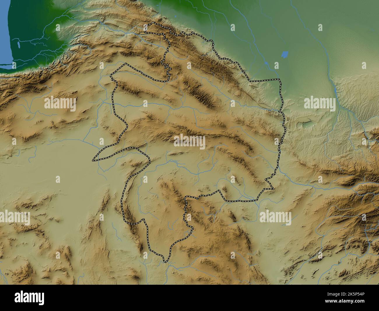 Razavi Khorasan, province of Iran. Colored elevation map with lakes and ...