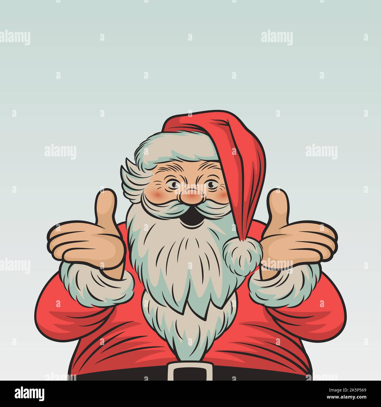 Merry Christmas Card with Happy Santa Claus in Retro Cartoon Comic ...