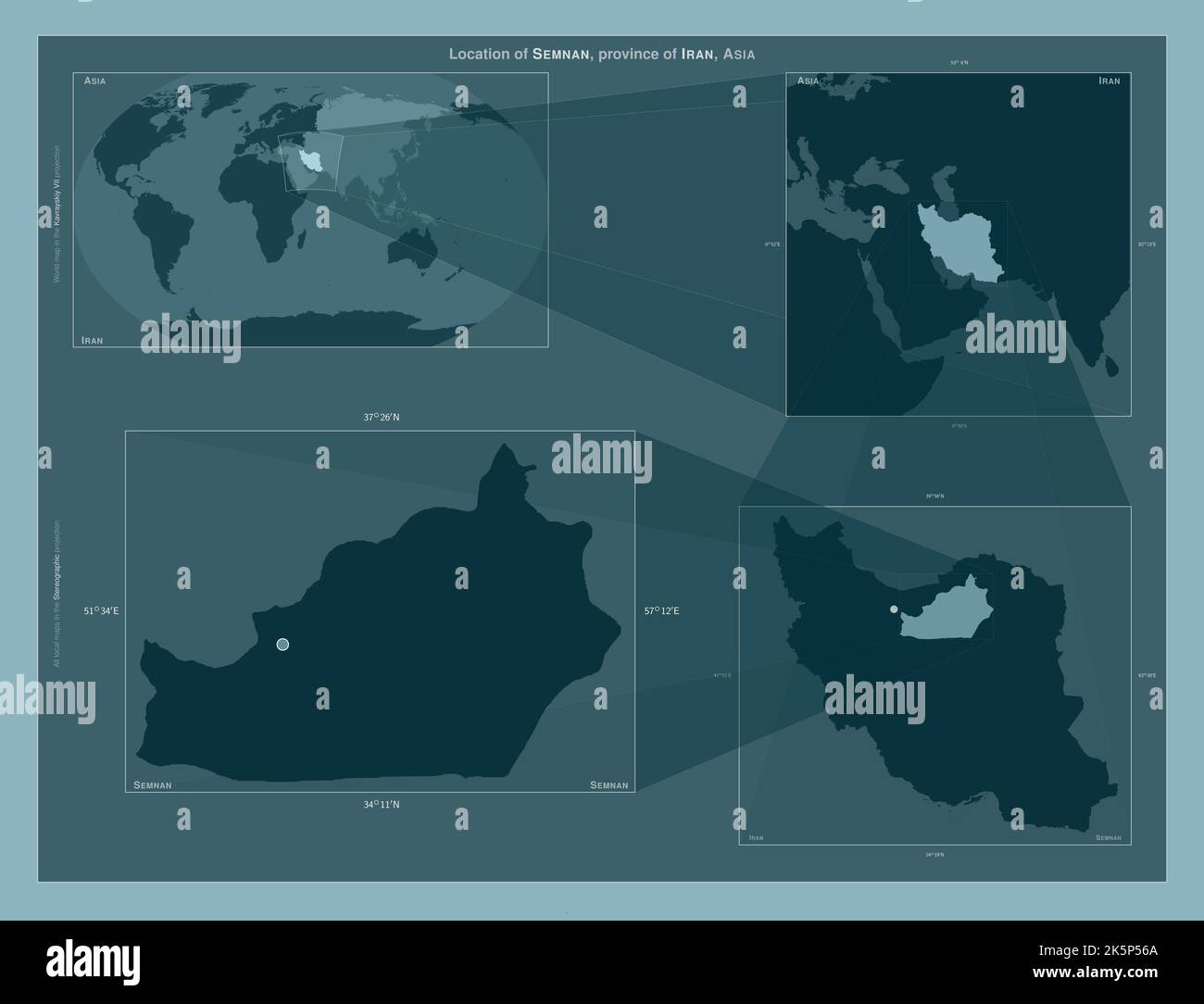Semnan, province of Iran. Diagram showing the location of the region on ...