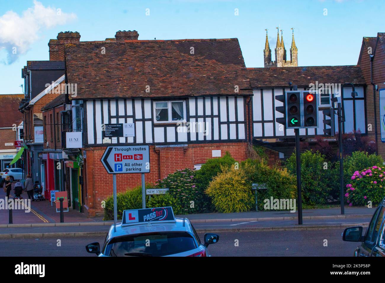 Street view of Ashford- a town in the county of Kent, England. It lies ...