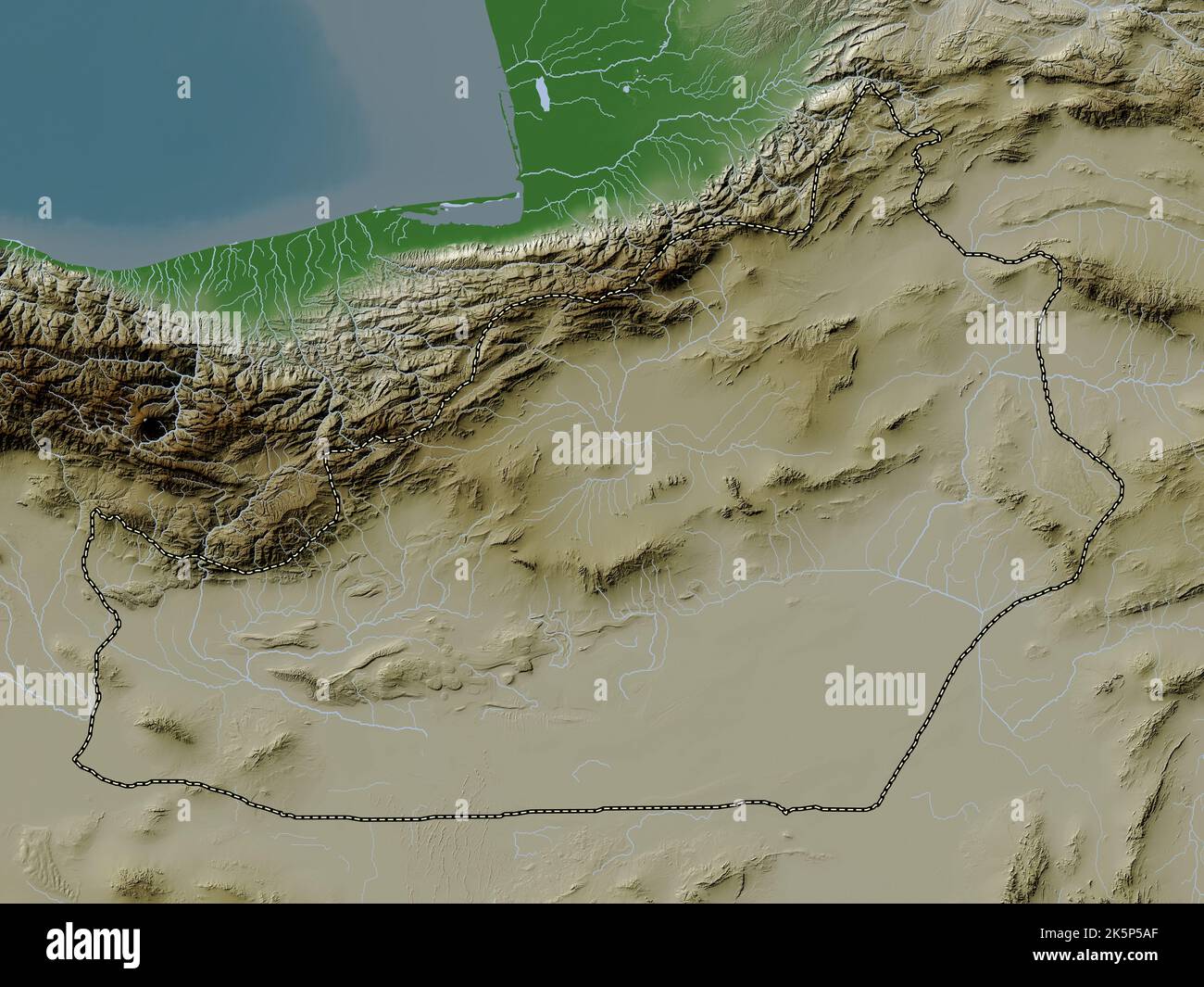 Semnan, province of Iran. Elevation map colored in wiki style with ...