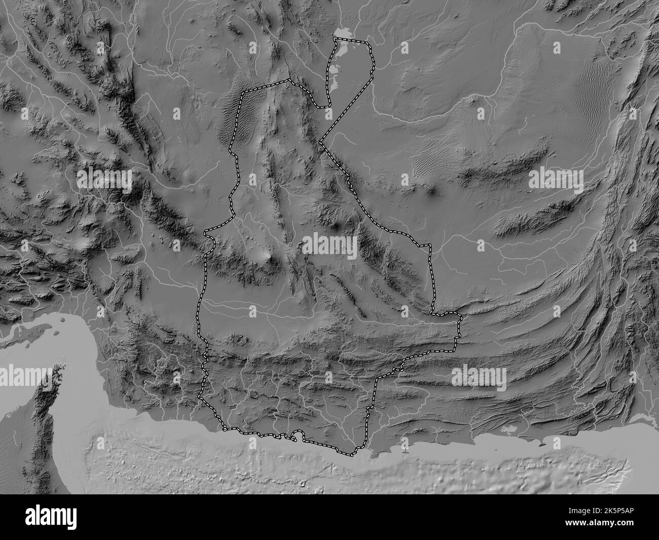 Sistan and Baluchestan, province of Iran. Bilevel elevation map with ...