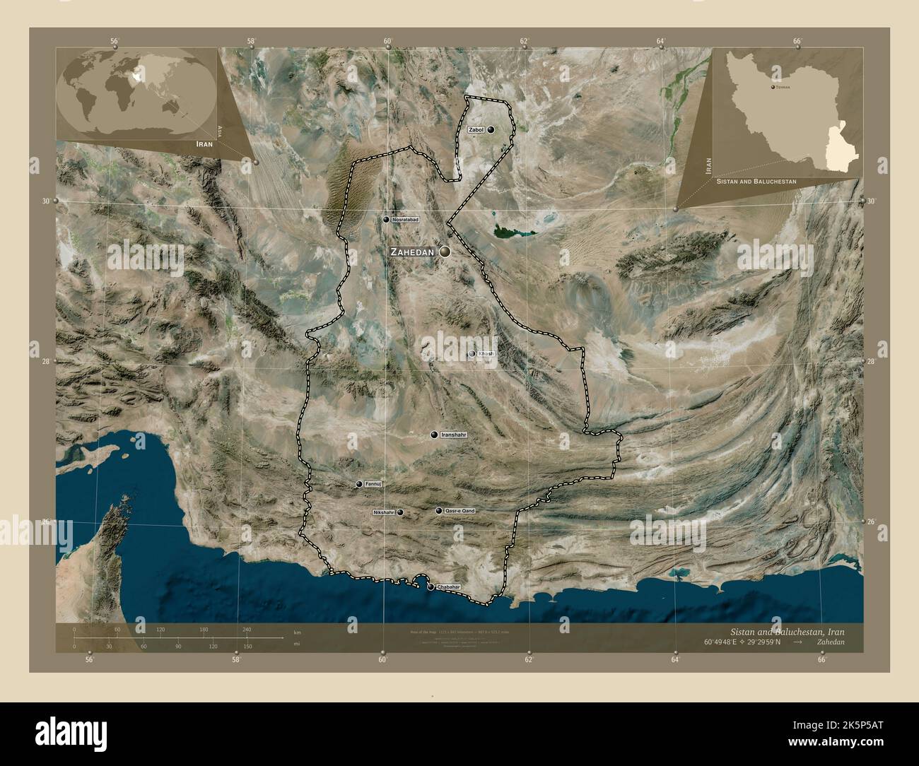 Sistan and Baluchestan, province of Iran. High resolution satellite map ...