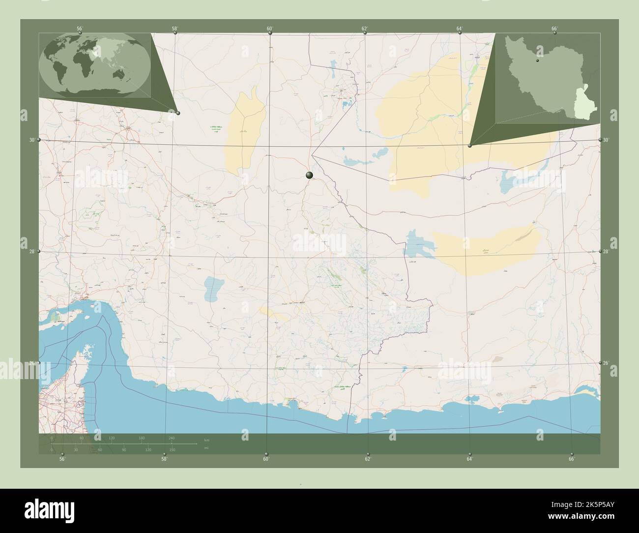 Sistan and Baluchestan, province of Iran. Open Street Map. Corner ...