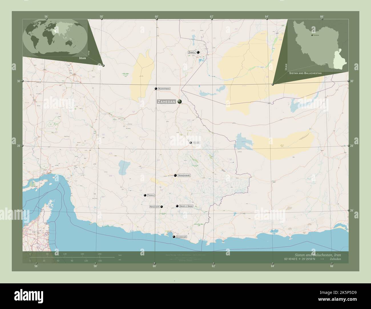 Sistan and Baluchestan, province of Iran. Open Street Map. Locations ...