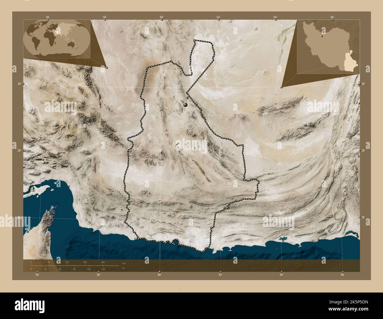 Sistan and Baluchestan, province of Iran. Low resolution satellite map ...