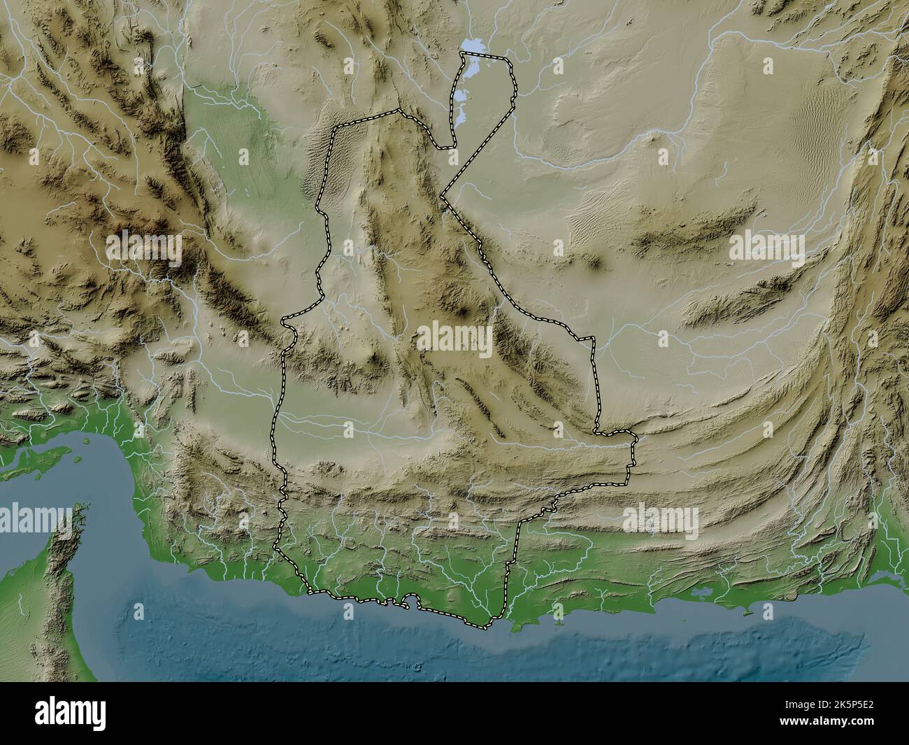 Sistan and Baluchestan, province of Iran. Elevation map colored in wiki ...