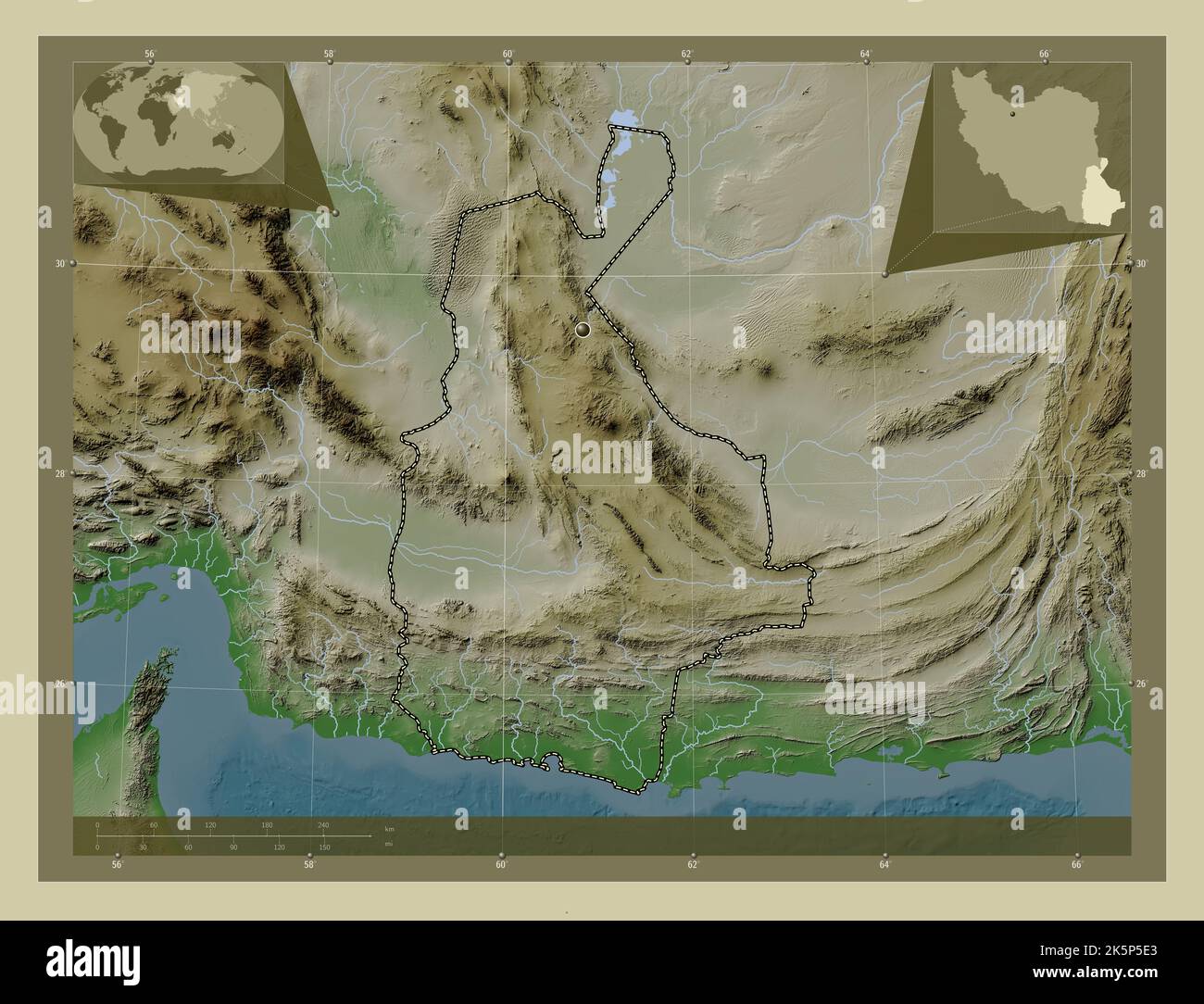 Sistan and Baluchestan, province of Iran. Elevation map colored in wiki ...