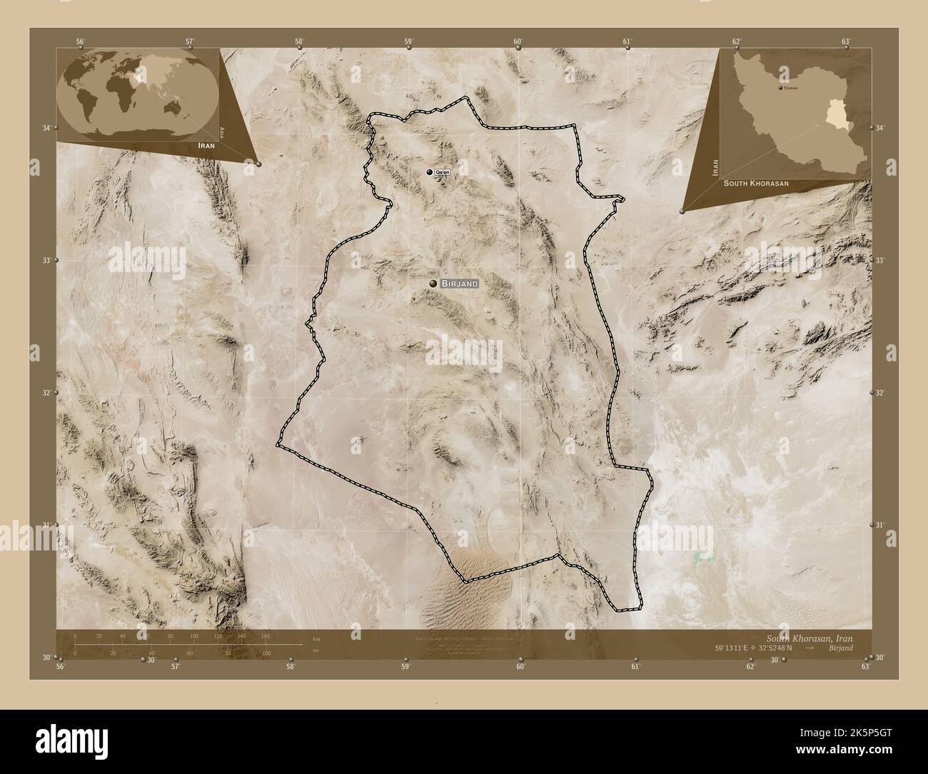 South Khorasan, province of Iran. Low resolution satellite map ...