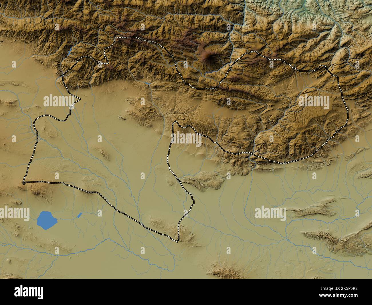 Tehran, province of Iran. Colored elevation map with lakes and rivers ...