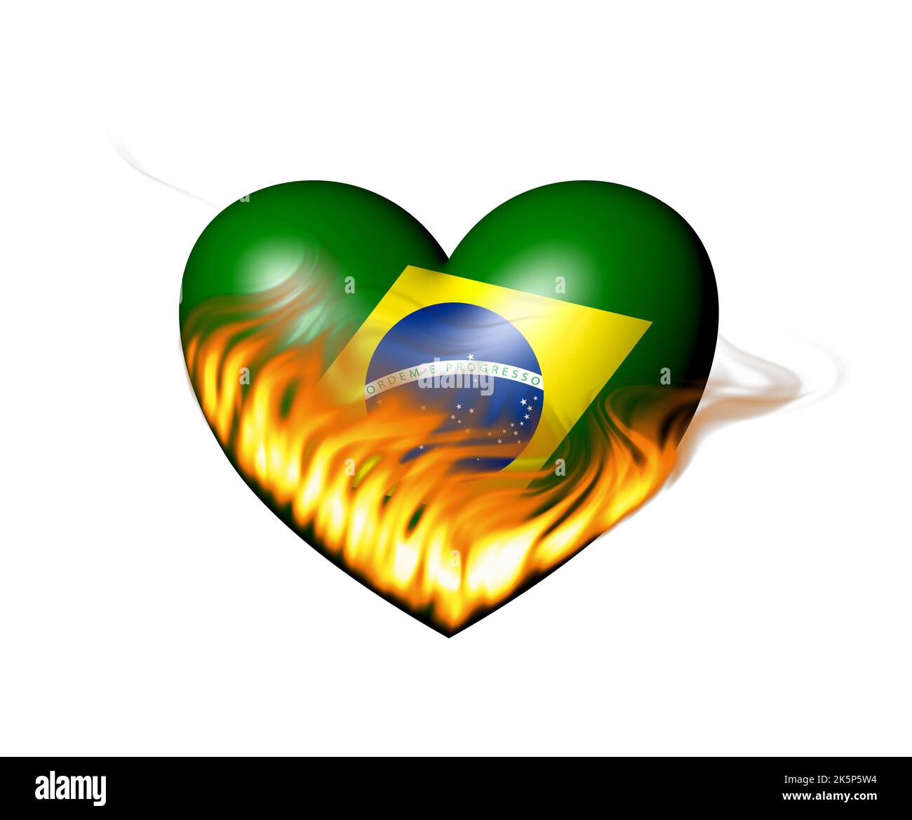 3D ILLUSTRATION HEART WITH BRAZILIAN FLAG Stock Photo - Alamy
