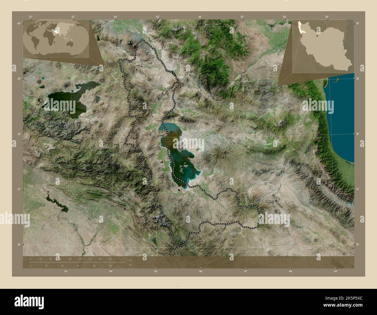 West Azarbaijan, province of Iran. High resolution satellite map ...