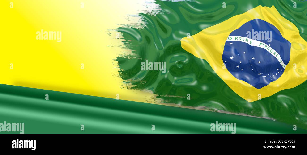 Illustration flag of brazil painted in two shades of green hi-res stock ...