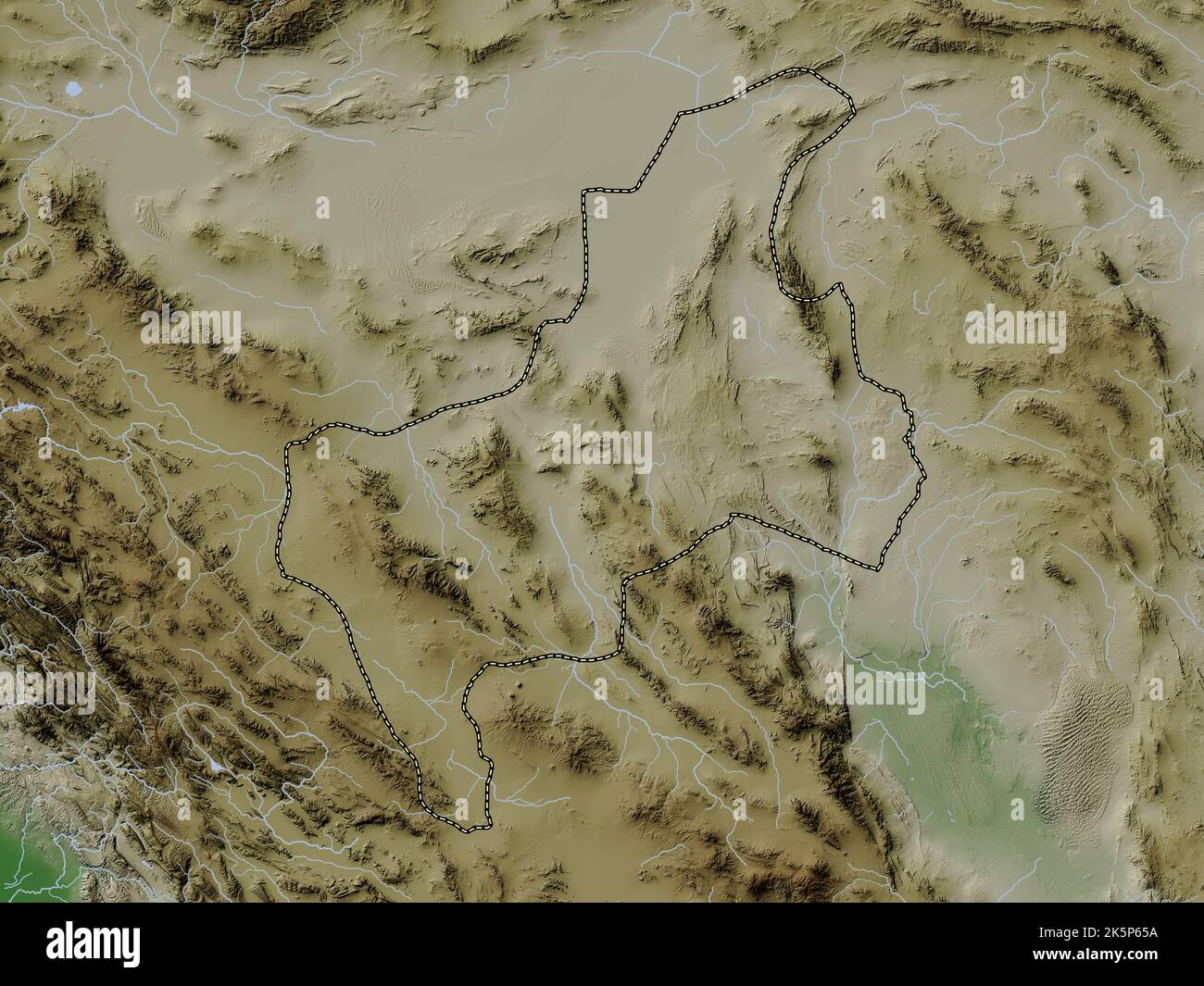 Yazd, province of Iran. Elevation map colored in wiki style with lakes ...