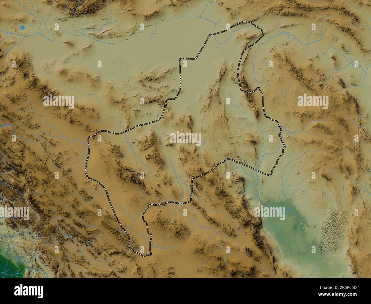 Yazd, province of Iran. Colored elevation map with lakes and rivers ...