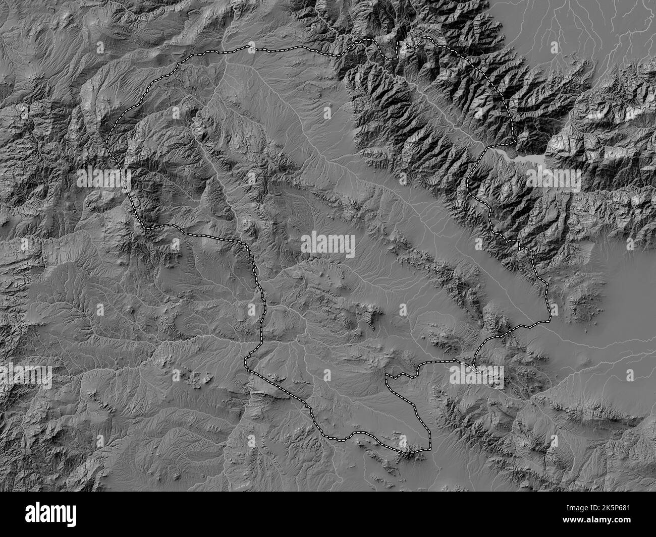 Zanjan, province of Iran. Bilevel elevation map with lakes and rivers ...