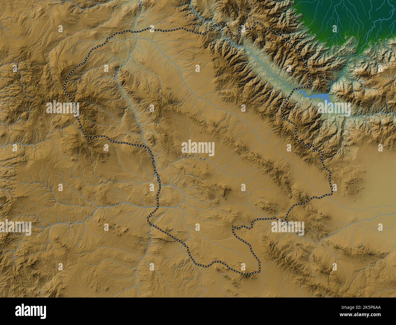 Zanjan, province of Iran. Colored elevation map with lakes and rivers ...