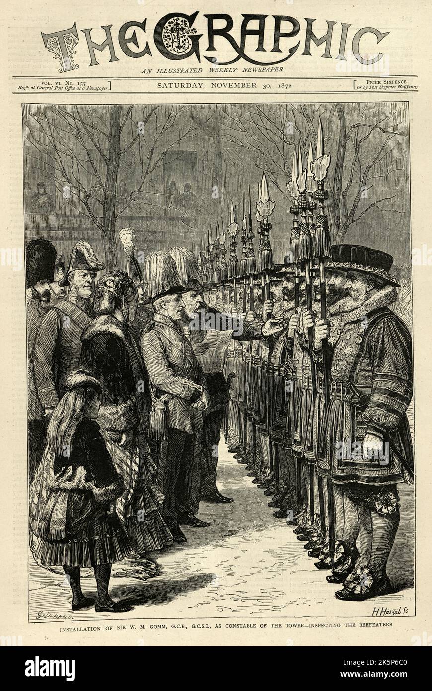 Vintage illustration of the constable of the Tower of London ...