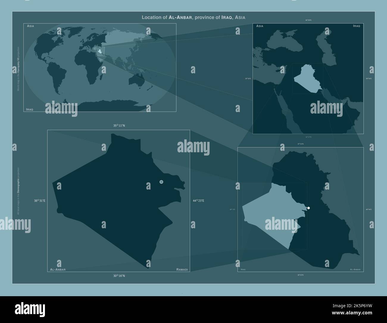 Al-Anbar, province of Iraq. Diagram showing the location of the region ...
