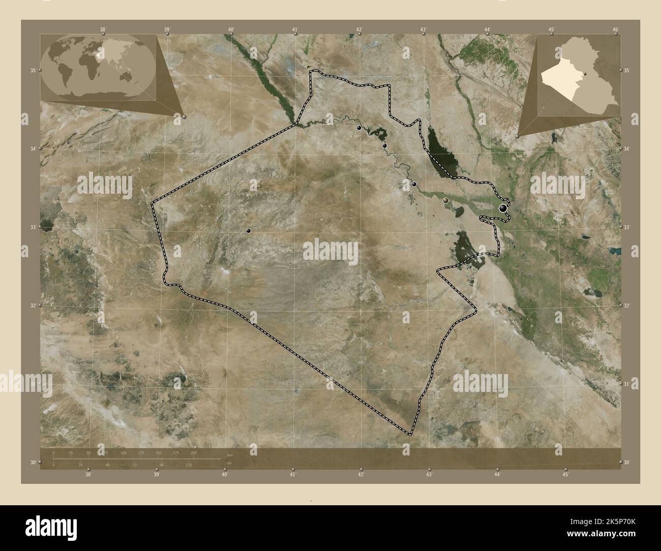 Al-Anbar, province of Iraq. High resolution satellite map. Locations of ...